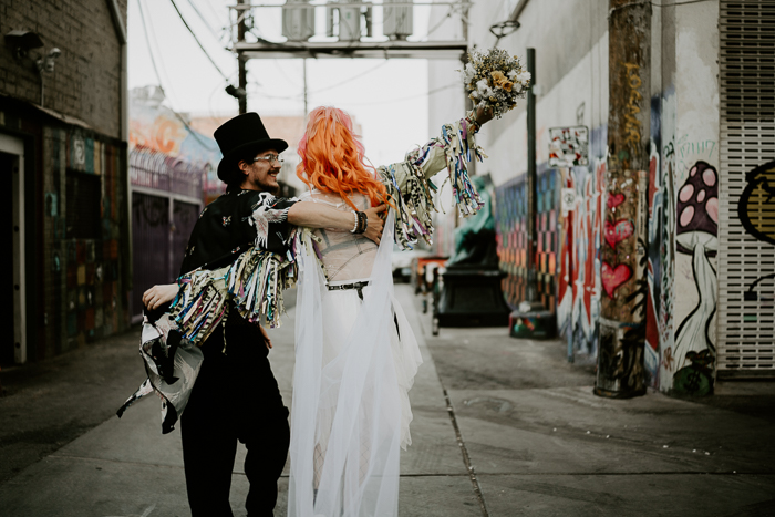 Edgy and Playful Punk Rock Museum Elopement | Junebug Weddings