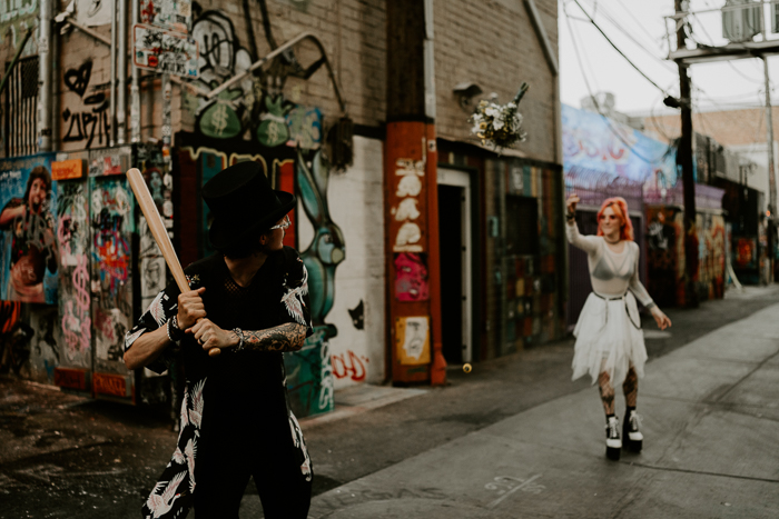 Edgy and Playful Punk Rock Museum Elopement | Junebug Weddings
