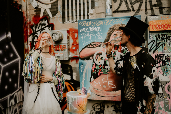 Edgy and Playful Punk Rock Museum Elopement | Junebug Weddings